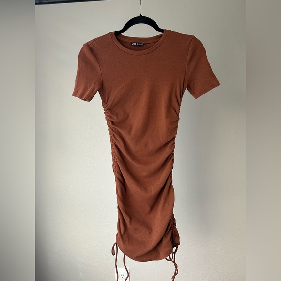 Zara | Dresses | Zara Rust Ribbed Knit Shirt Dress | Poshmark